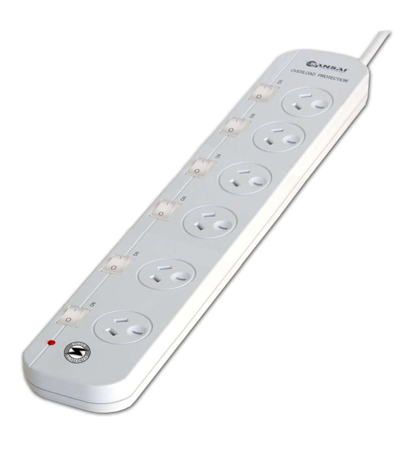 Sansai 6-Way Powerboard w. Individual Switches - 1m (661SW ...